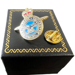 RAF Gold Lapel Pin 24k Clad Crest Royal Air Force Luxury Case Military ...