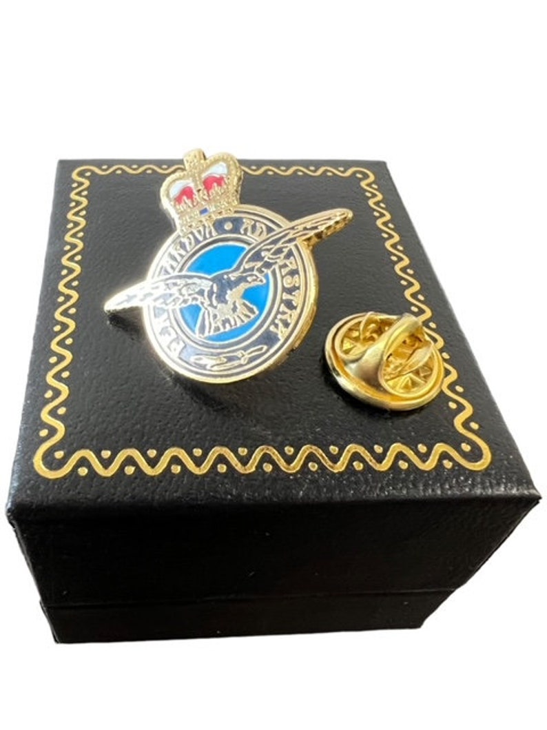 RAF Gold Lapel Pin 24k Clad Crest Royal Air Force Luxury Case Military ...