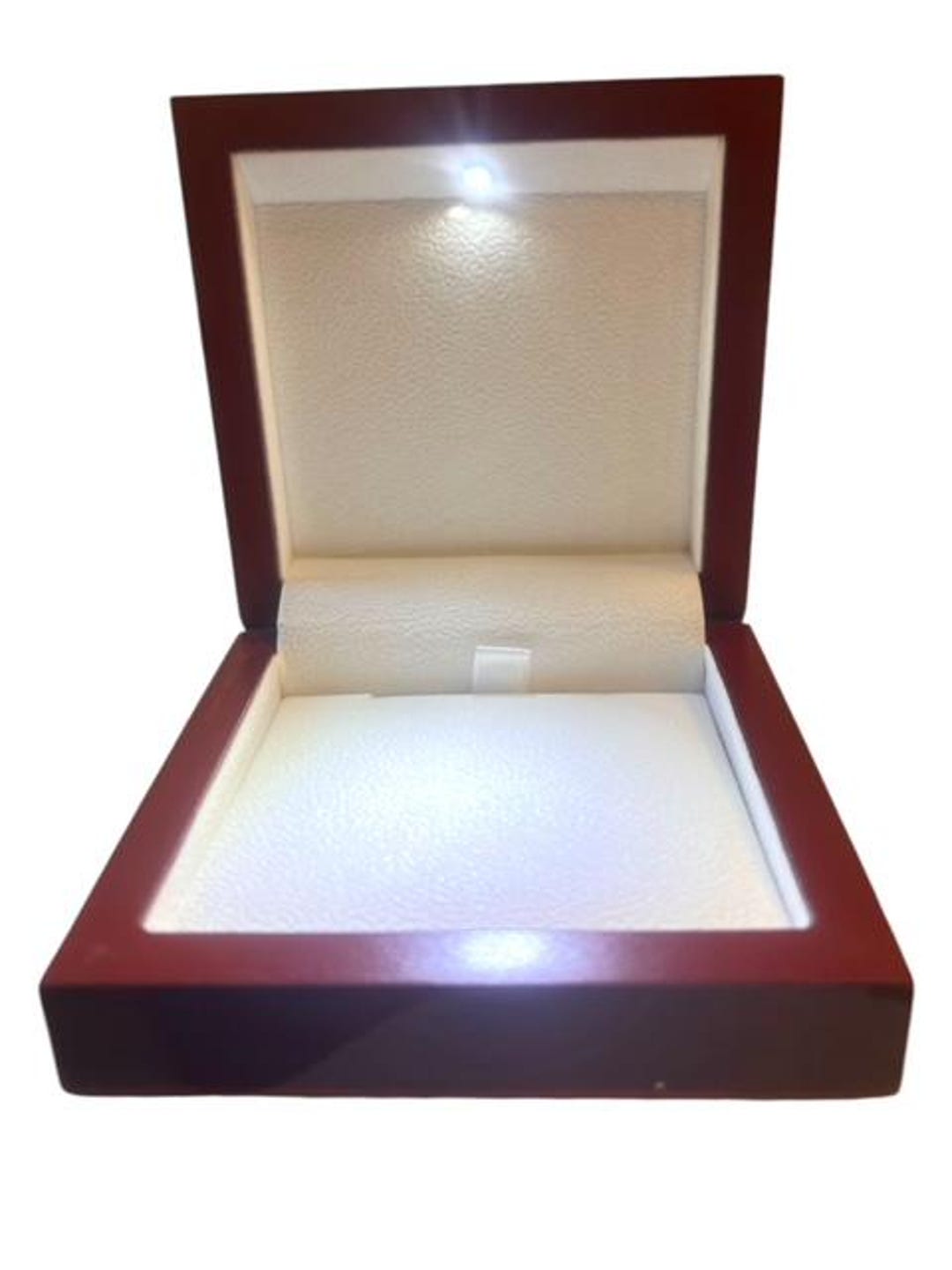 Empty Wooden Gift Box LED Light Illuminated Polished Wood Case for ...