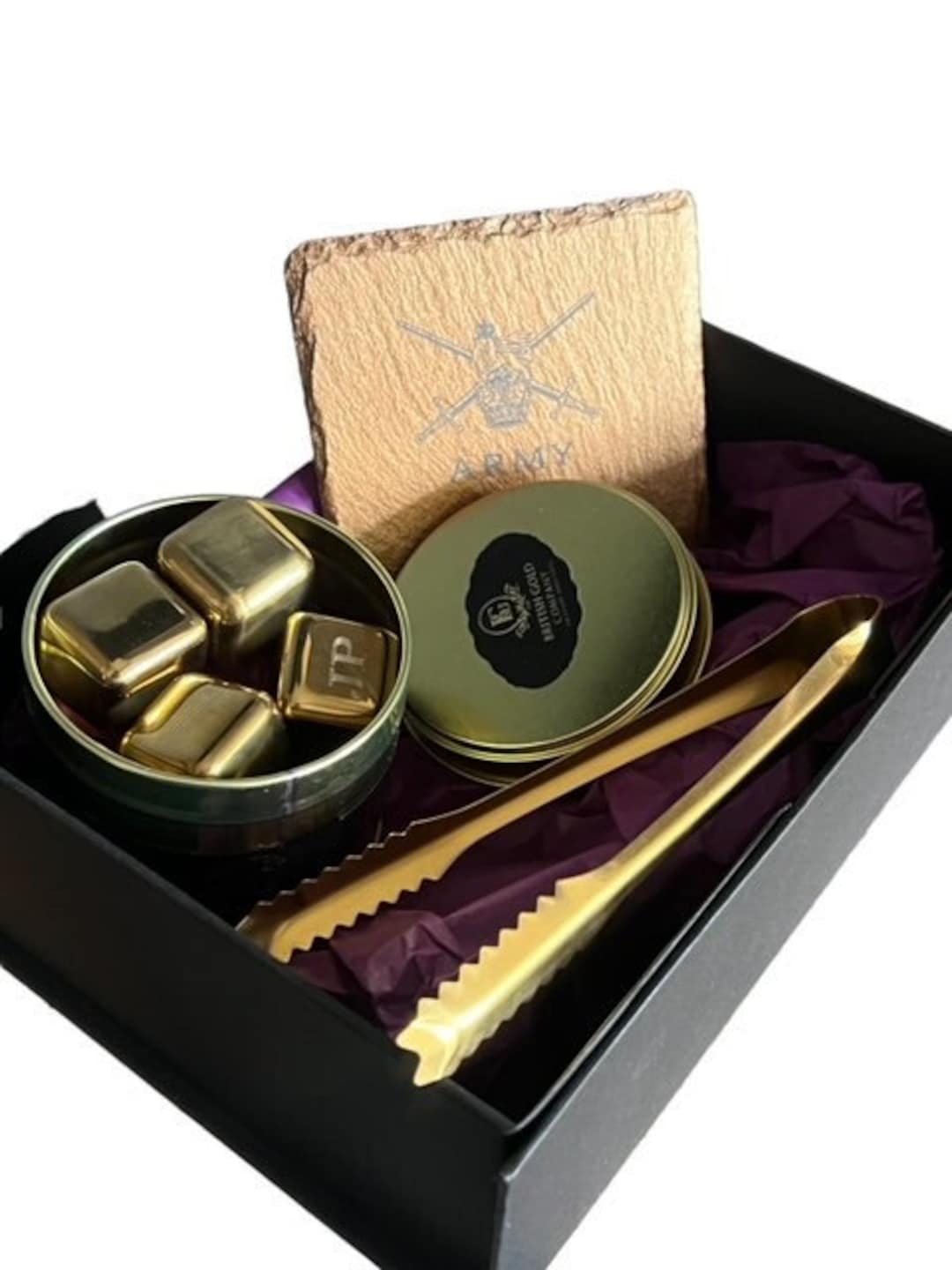 British Army Personalised Gift Hamper for Men Women Gold Ice Cubes ...