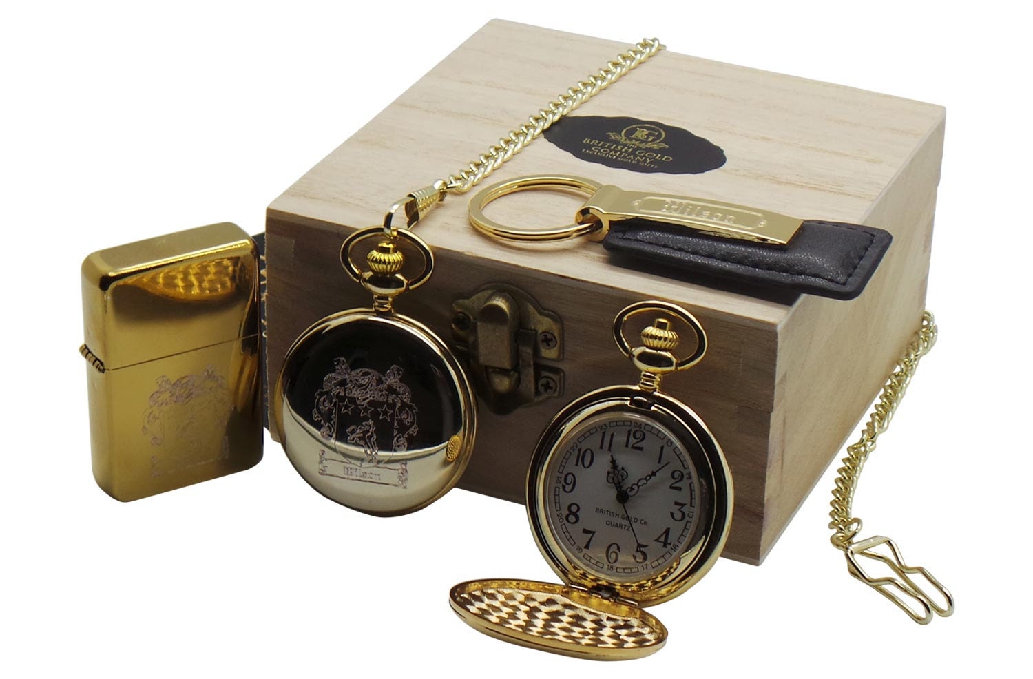 Family Name Coat of Arms 24k Gold Plated Pocket Watch Lighter | Etsy