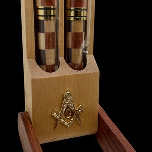 Freemason Luxury Double Pen Set Desk Stand Executive Wood Ballpoint ...
