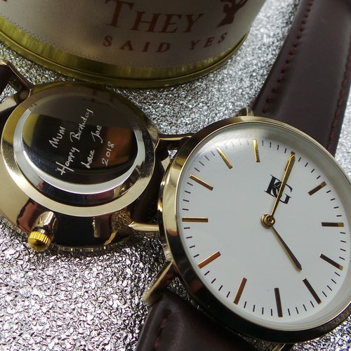 Personalised Watch Engraving Engraved Real Leather Wristwatch - Etsy UK