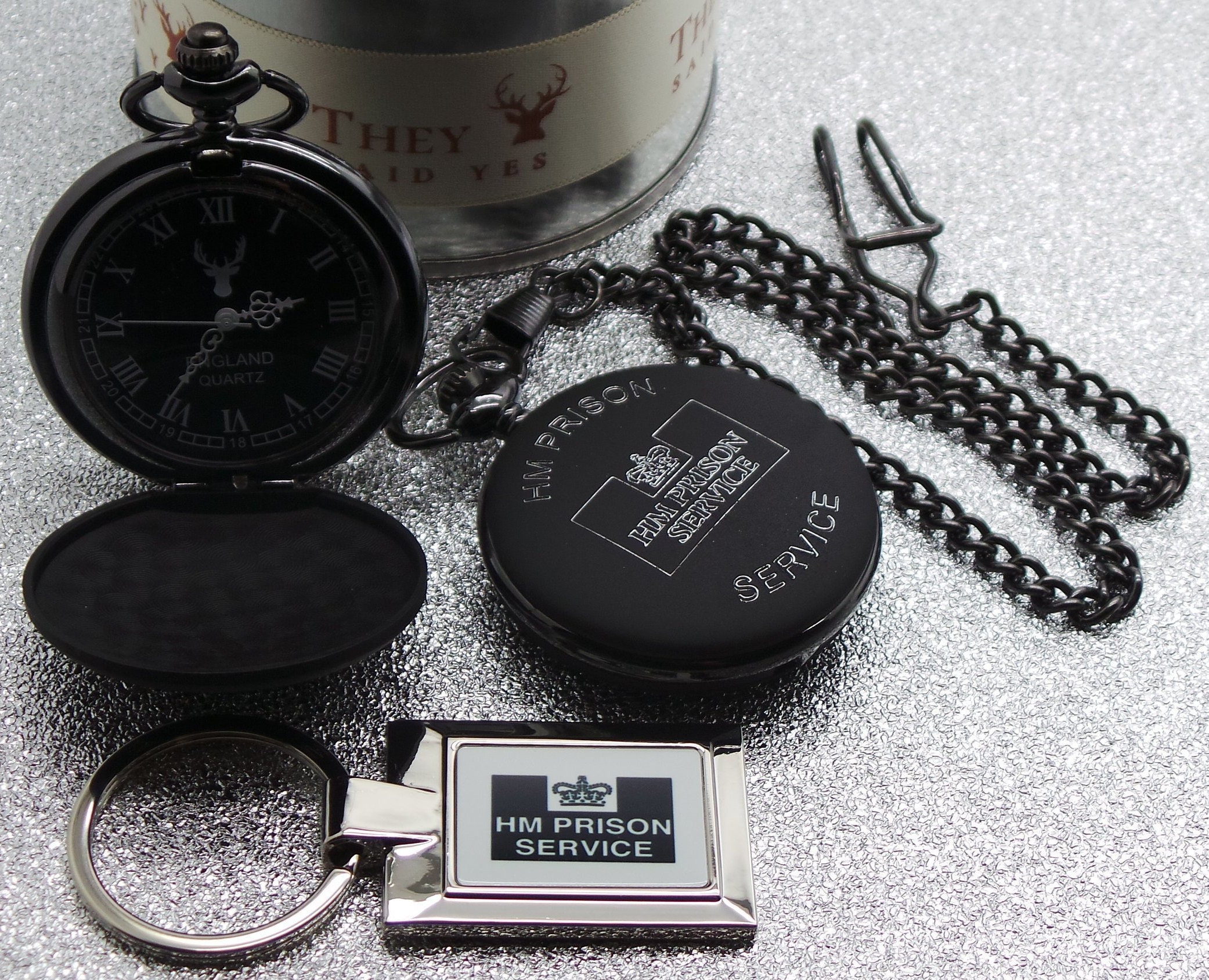 Personalised HM PRISON Pocket Watch Engraved Silver Keyring - Etsy
