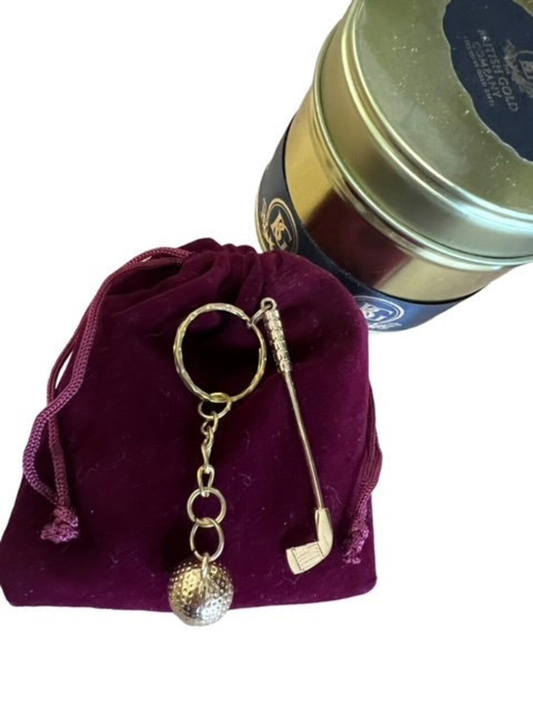 Golf Club and Ball 24k Gold Clad Keychain Keyring Key Fob Luxury Gift ...