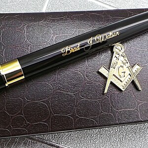 Masonic Freemasons 24k Gold Clad Engraved Masonic Black Ink Rollerball ...
