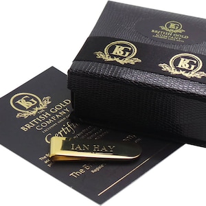 24 K GOLD Clad Money Clip Cash Card Holder 24K Plated in Luxury Gift ...