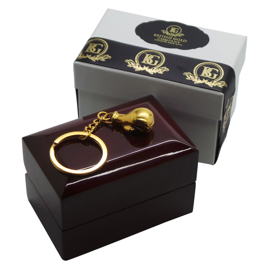 Boxing Glove 24k Gold Clad Keychain Keyring Key Fob Luxury Wooden Gift ...