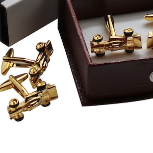Racing Car Cufflinks Luxury Gold Gift Set for for F1 Fans Race Formula ...