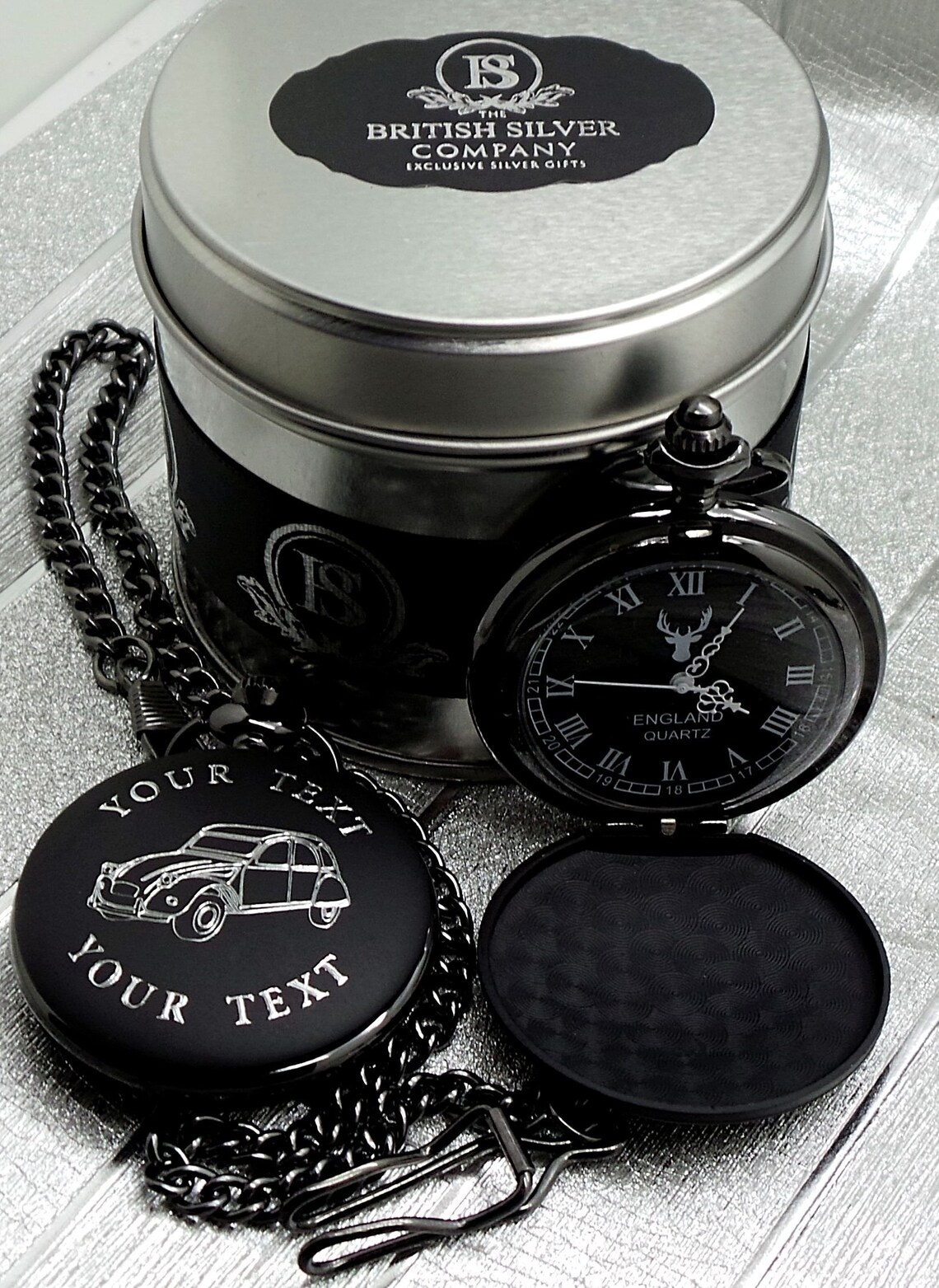 Citroen 2CV Black Pocket Watch Luxury Metal Gift Case Classic | Etsy UK