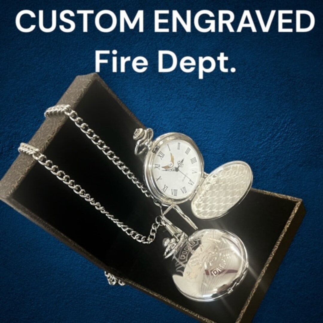 Fire and Rescue Silver Pocket Watch Luxury Gift Box Brigade Fireman ...