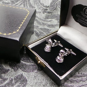 Chess Set Cufflinks Set Pure Silver Plated In-house King and Pawn Chess ...