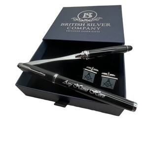 Personalised Masonic Engraved Pen and Silver Letter Parcel Opener and ...