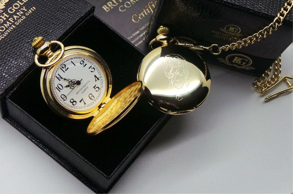 Signed David Bowie Pocket Watch 24k Gold Clad in Luxury Gift Box Case ...
