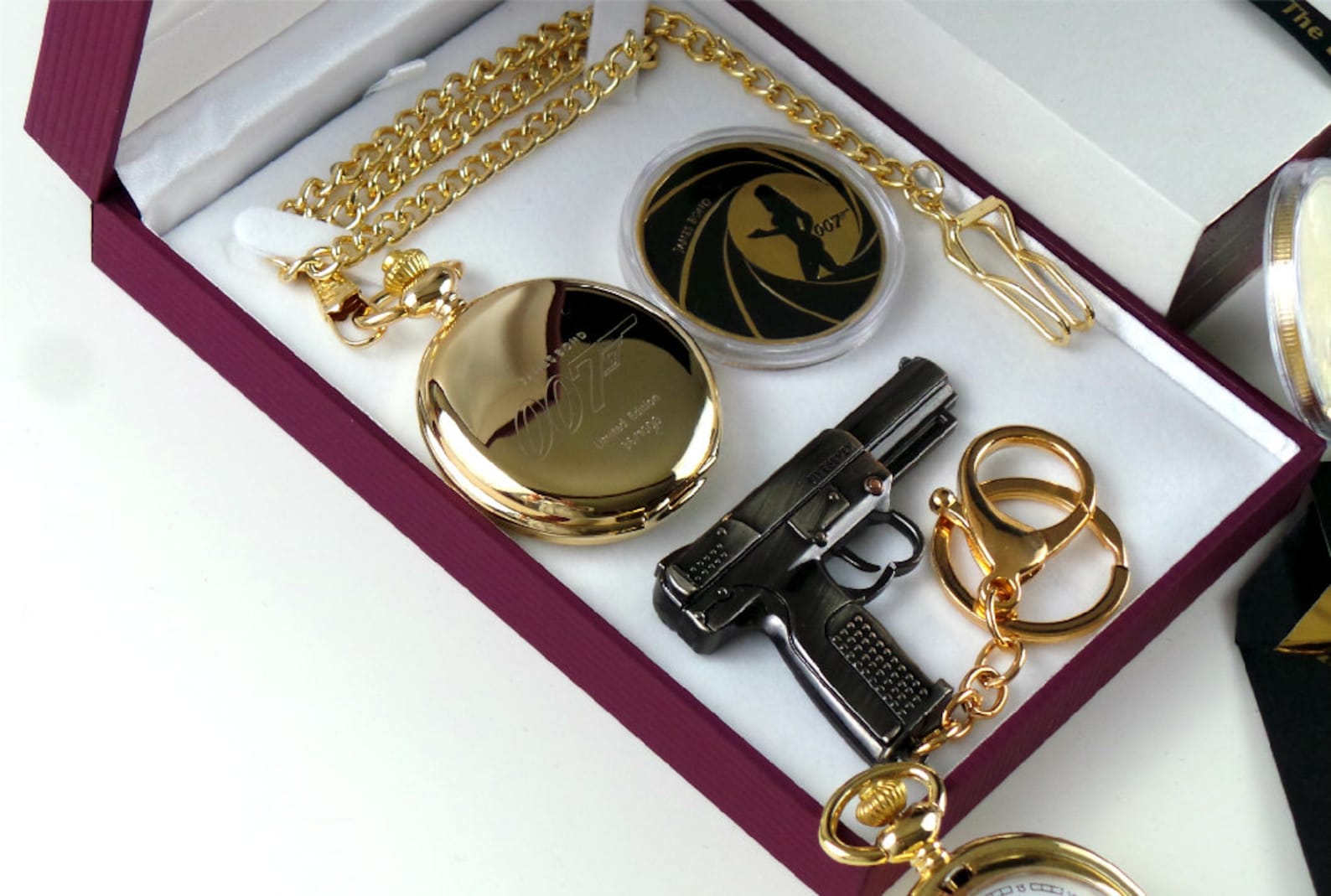 James Bond 007 24K Gold Clad Hunter Pocket Watch and Hand Gun - Etsy UK