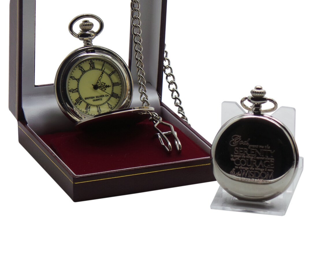 Serenity Prayer Silver Full Hunter Pocket Watch Gift in Luxury Case ...