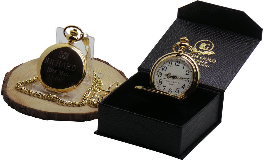 Engraved Wedding Watches 24k Gold Plated Pocket Watch Luxury - Etsy UK