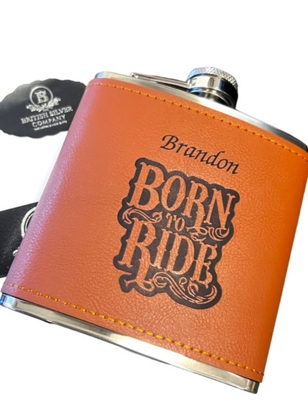 Leather Hip Flask Biker Gifts Hamper Personalised Hip Flask Engraved ...