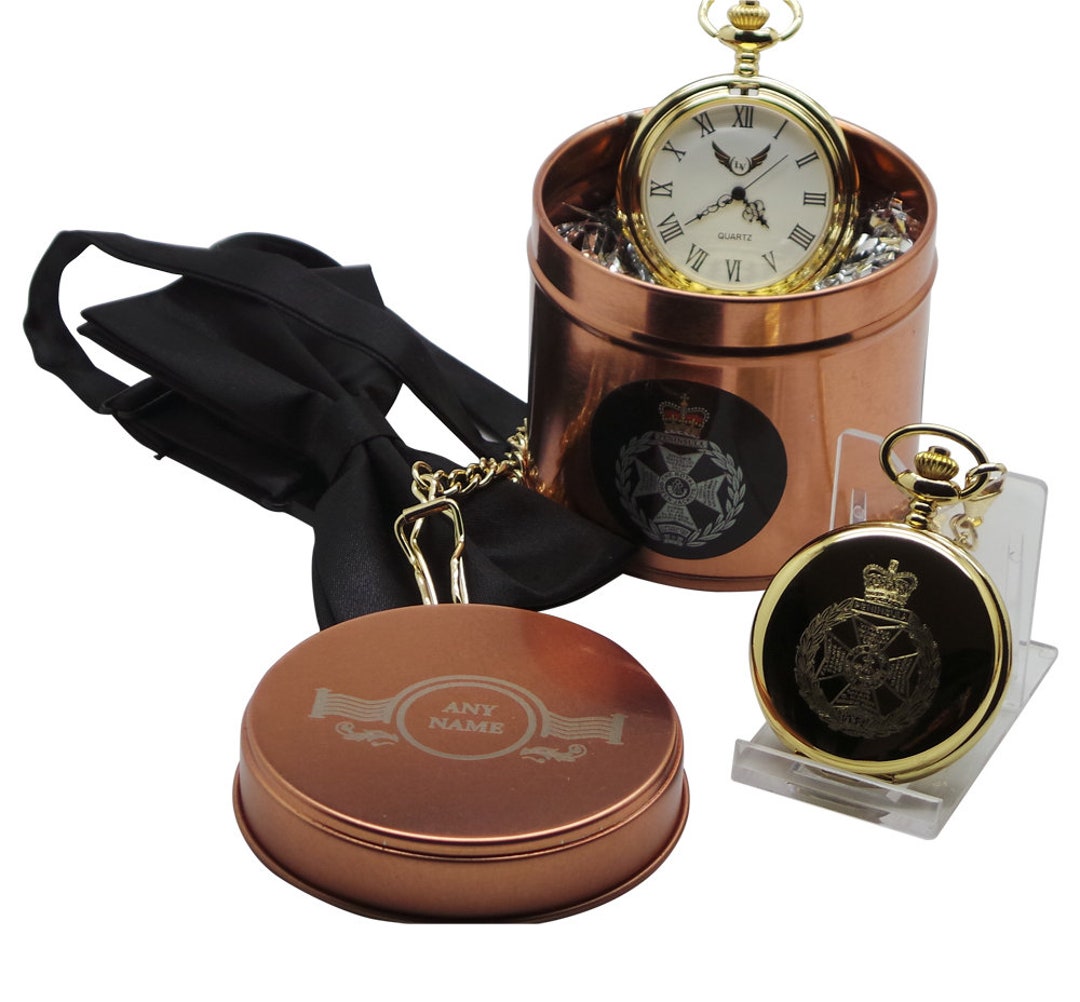 Royal Green Jackets Engraved Personalised 24k Gold Clad Pocket Watch ...