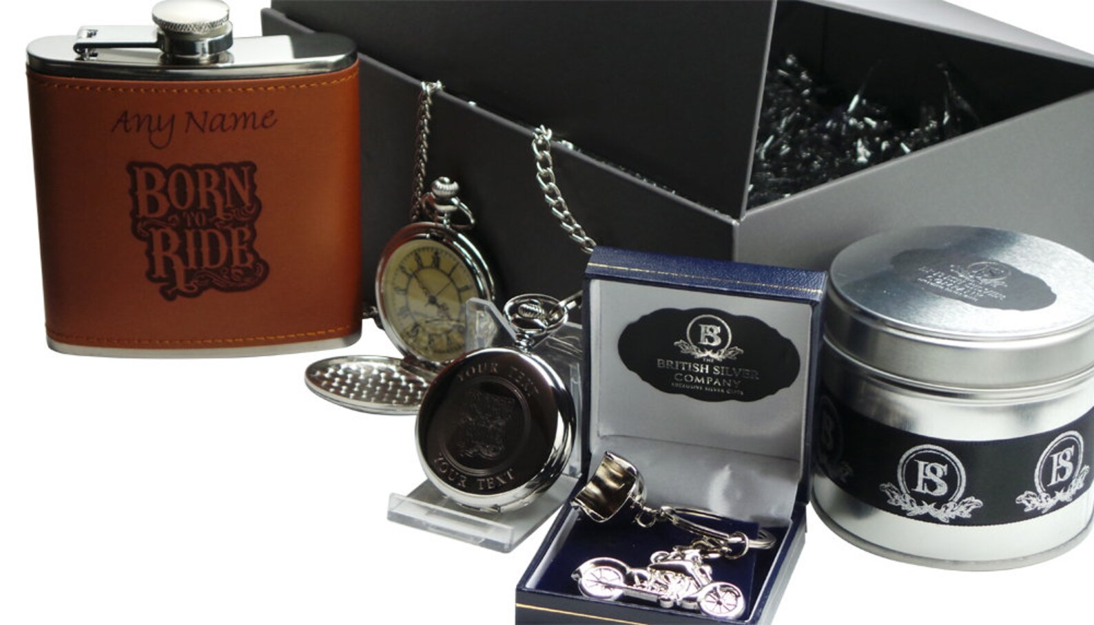 Biker Gifts Hamper Personalised Pocket Watch Hip Flask - Etsy UK