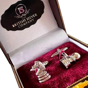 Chess Set Cufflinks Set Pure Silver Plated In-house King and Pawn Chess ...