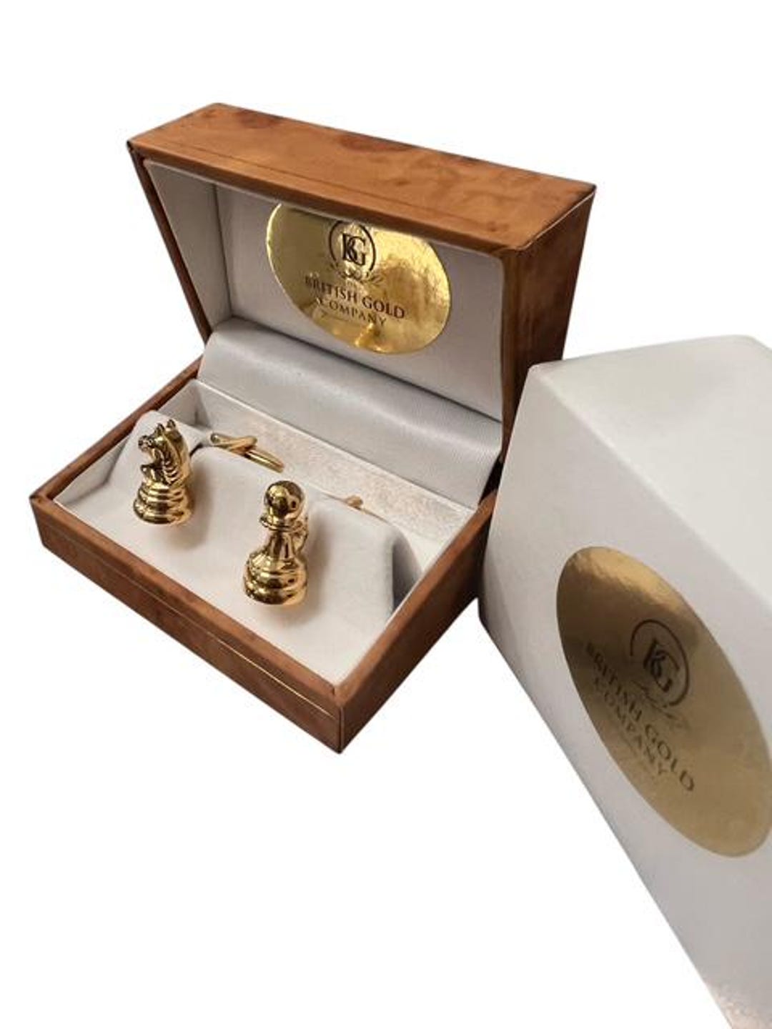 Chess Set Cufflinks Set 24k Gold Clad Knight and Pawn Chess Pieces Cuff ...