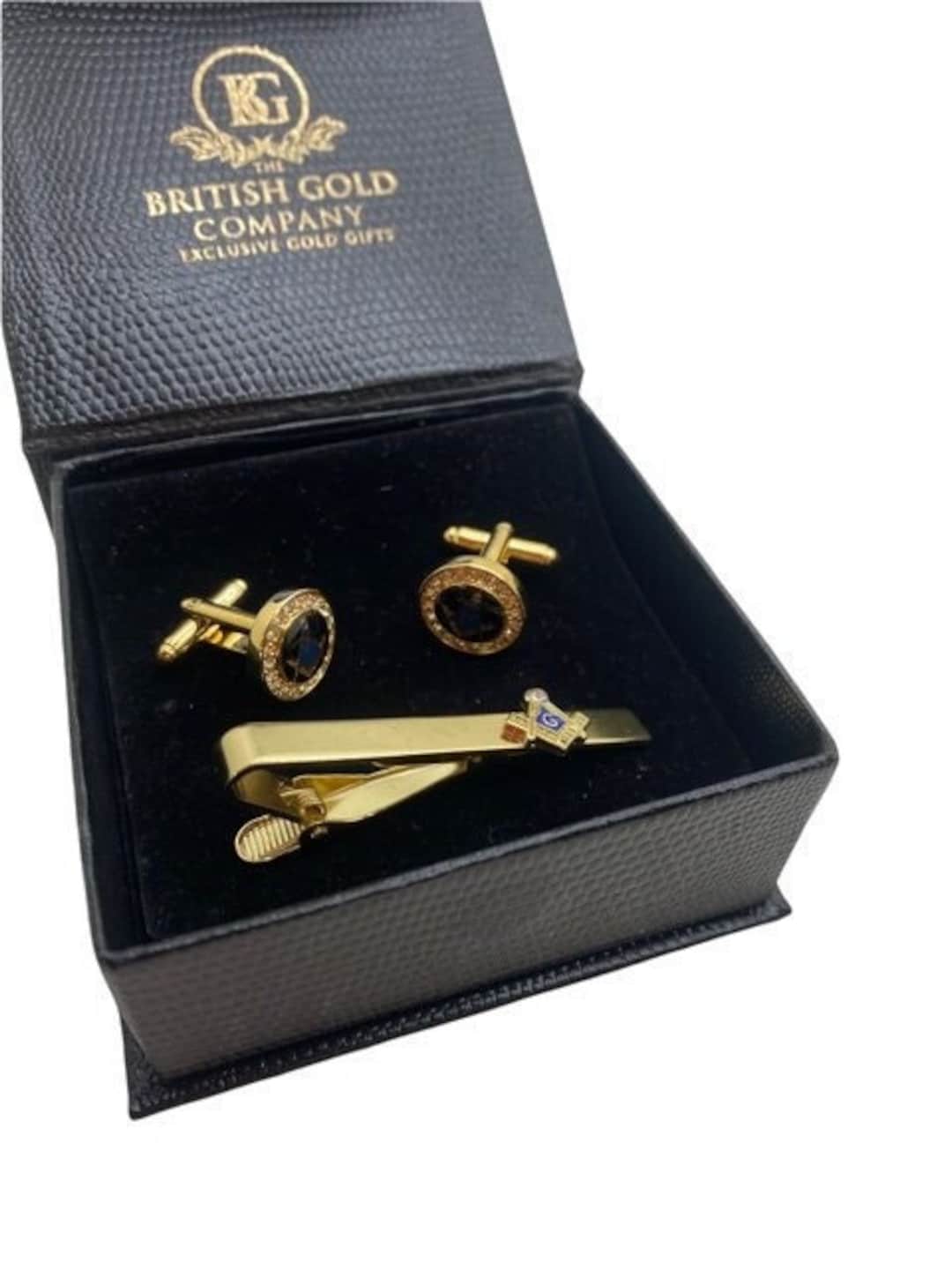 Freemason Gold Crystal Cufflinks Tie Clip Luxury Set for Masonic Any ...
