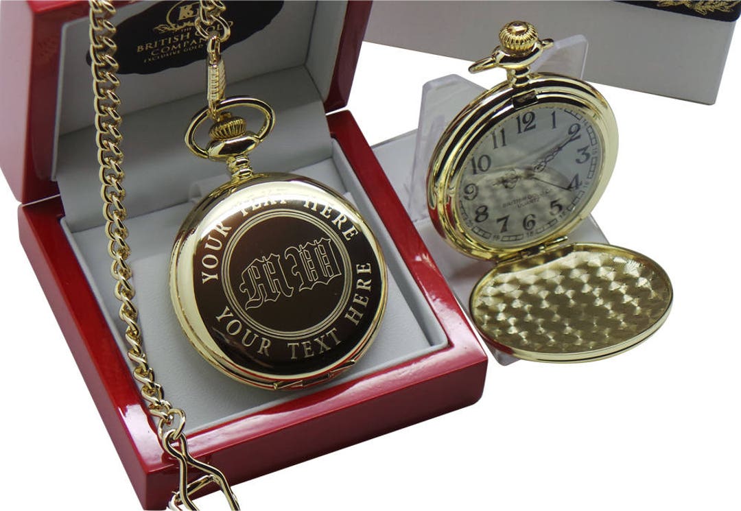 Custom Monogrammed Monogram Pocket Watch Personalised Luxury Wooden ...