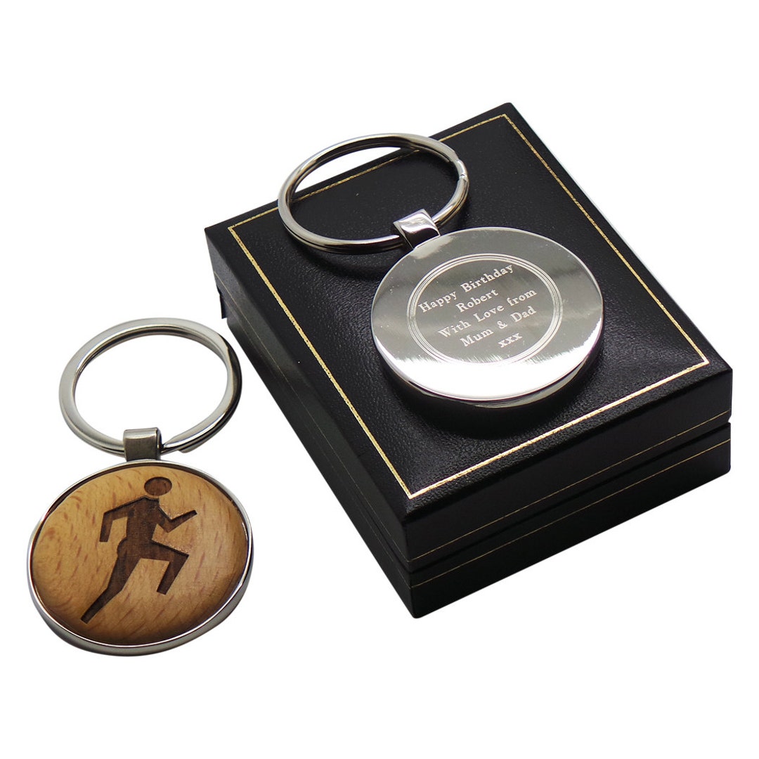 RUNNER Keyring Silver Secret Engraved Keychain Luxury Case Gift Gifts ...