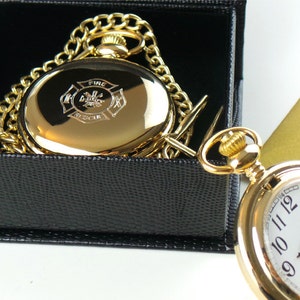 Firefighter 24k Gold Plated Pocket Watch Luxury Gift Box Brigade ...