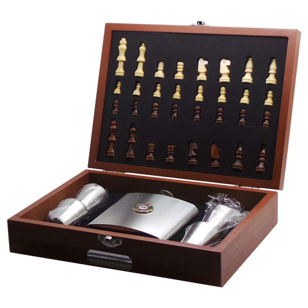 Royal Engineers Hip Flask Chess Set: Engraved Wooden Gift Case - Etsy