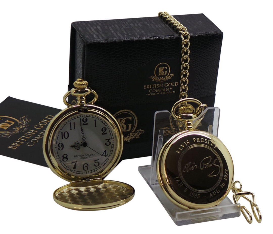 Signed Elvis Presley Personalised Gold Pocket Watch Full Hunter 24k ...