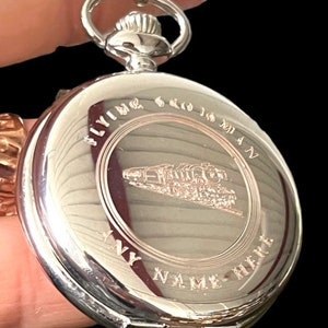 Flying Scotsman Personalised Pocket Watch Custom Engraved Steam Engine ...