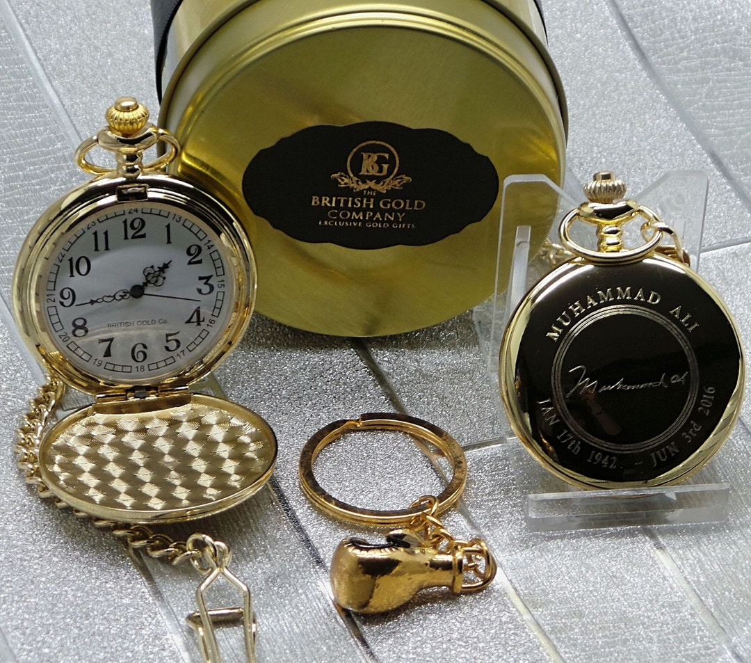 Muhammad Ali Signed Pocket Watch and Boxing Glove 24k Gold Clad ...