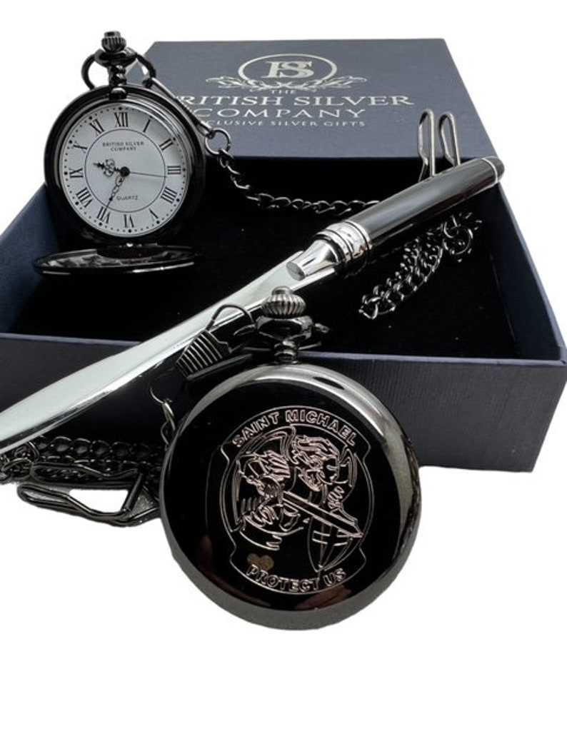 St Michael Archangel Pocket Watch Personalised and Letter Opener ...
