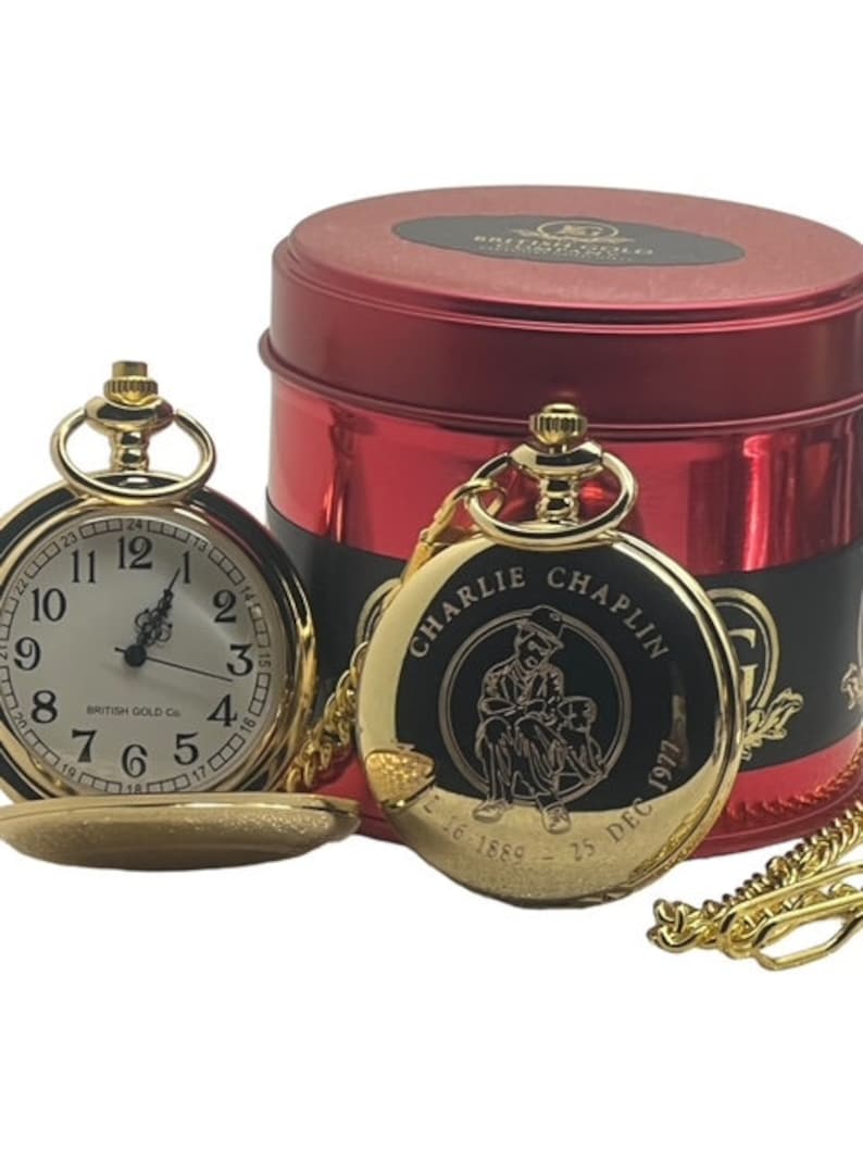 Charlie Chaplin Gold Pocket Watch and Chain in Metal Gift Case - Etsy