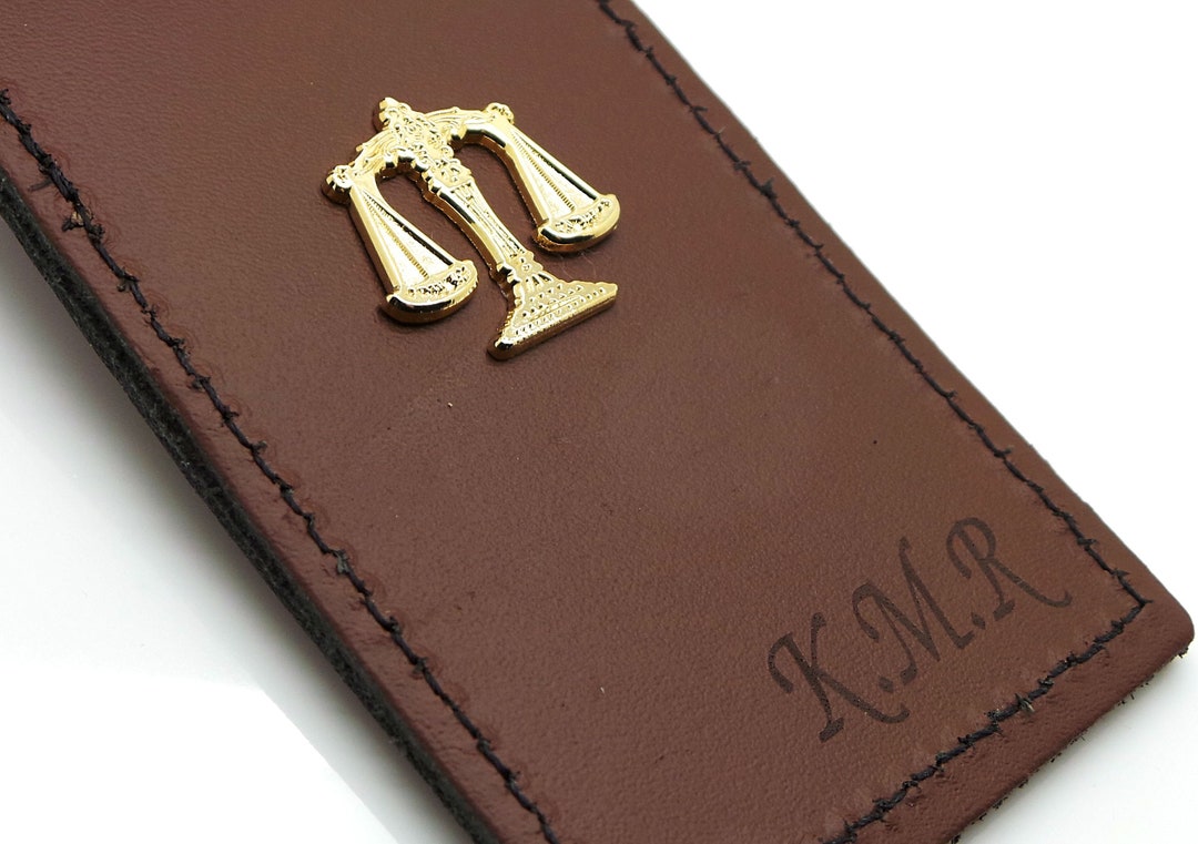 Personalised Law Legal Scales of Justice Leather Luggage Tag Engraved ...