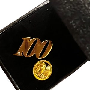 100th Birthday Gold Lapel Pin Broach Luxury 24k Gifts Centenarian in ...