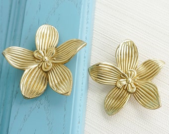 Flower Brass Knobs Kitchen Pulls and Knobs Cabinet Handles Knobs Nordic Style Drawer Knobs Pulls ...