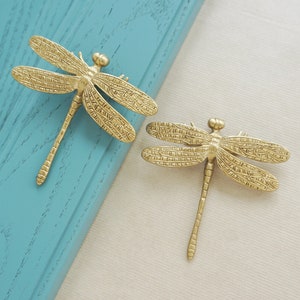 Dragonfly Brass Knobs Drawer Knob Kitchen Pulls and Knobs - Etsy