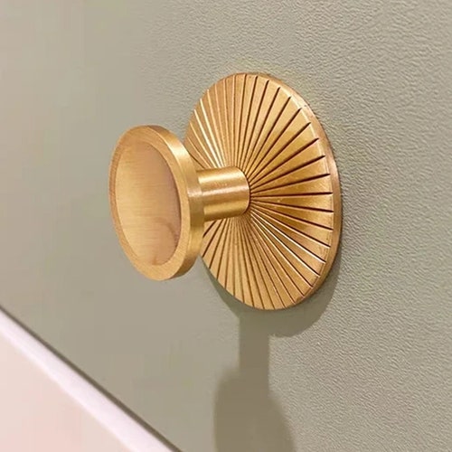 Hammered Grain Semicircle Brass Knob Handmade Drawer Solid - Etsy