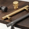 Unique Walnut Wood Cabinet Door Handle Knob Solid Brass Drawer Pulls ...