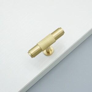 Solid Brushed Brass Drawer Pulls Knobs Kitchen Pulls Cabinet Handles Dresser Knobs Cupboard Knob ...