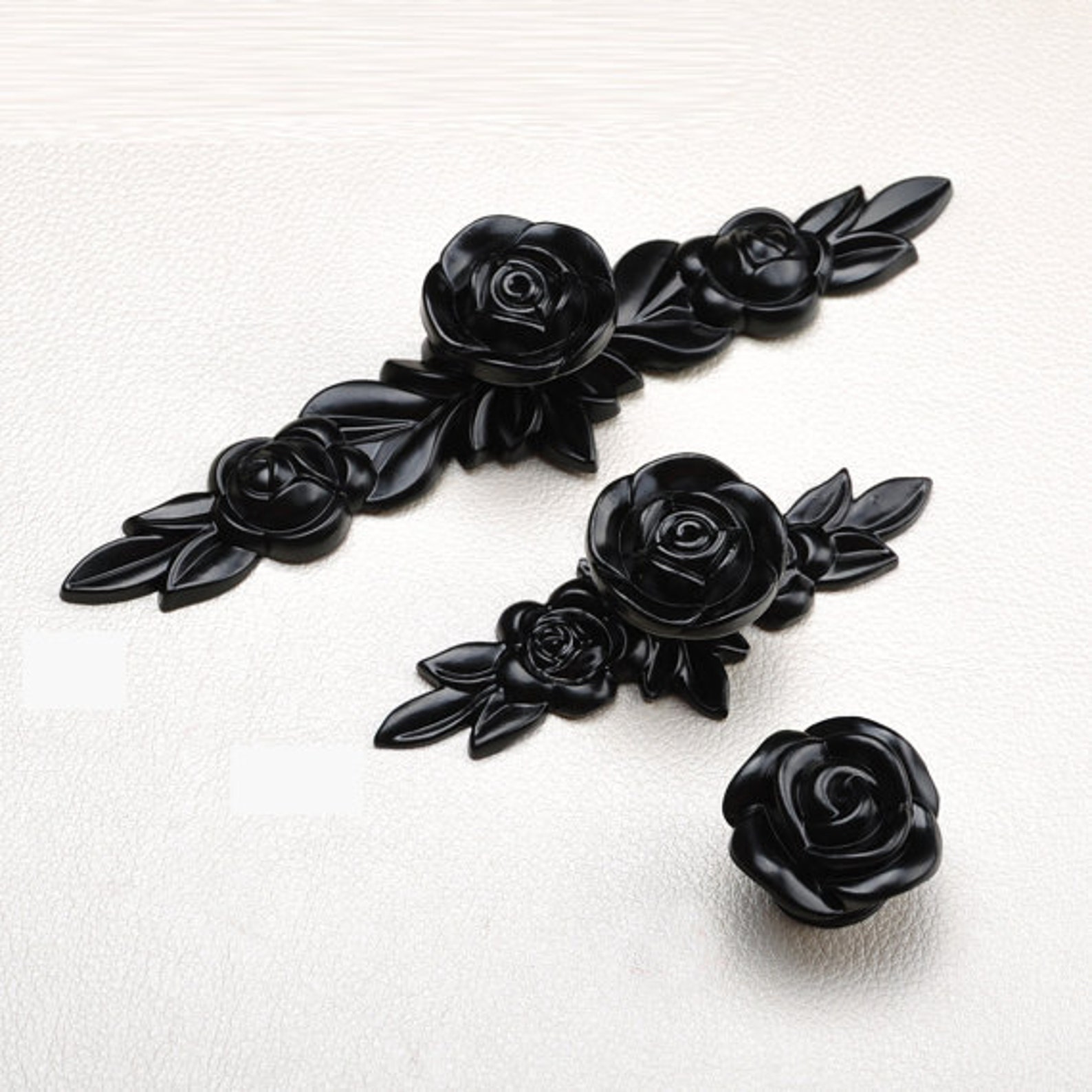 Flower Shabby Chic Dresser Drawer Pulls Handles / Black Rose - Etsy