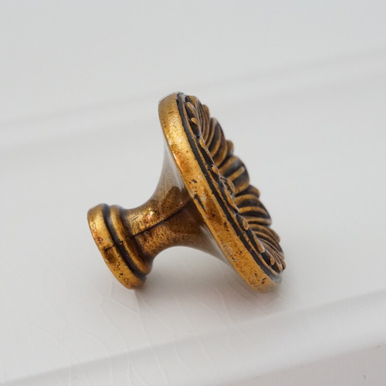 Antique Brass Knob Flower Drawer Knobs Pull Handles Kitchen - Etsy