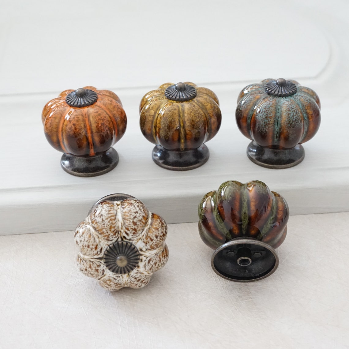 Vintage Pumpkin Knobs Ceramic Knobs Dresser Knob Pulls Drawer - Etsy