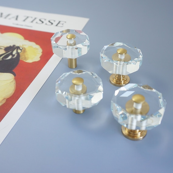 Brass Knobs Acrylic Cabinet Knob Drawer Pull Knob Glass - Etsy