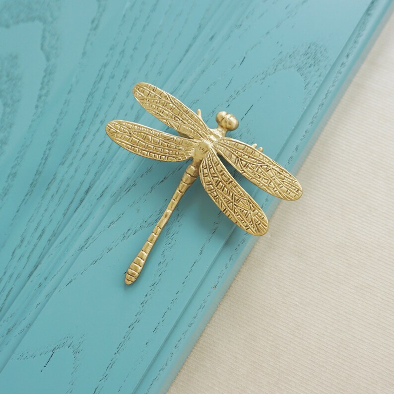 Dragonfly Brass Knobs Drawer Knob Kitchen Pulls and Knobs - Etsy