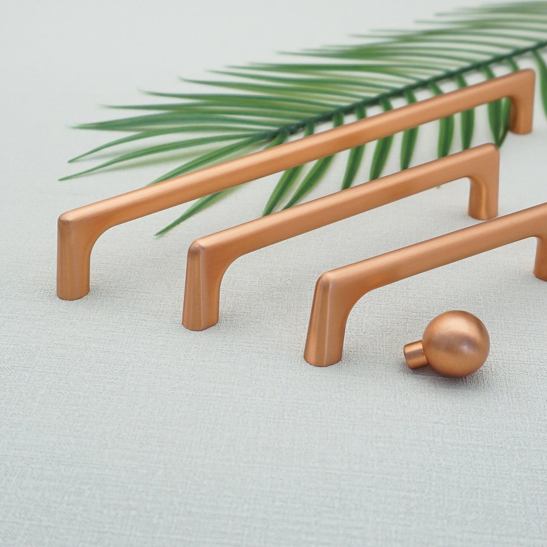 Brushed Copper Drawer Handles Knobs Kitchen Pulls Cabinet Handles Knobs ...