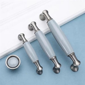 3.78'' 5''6.3‘ Ceramic Drawer Pulls Knobs Nickel Blue Kitchen Cabinet Pull Dresser Knob Pull ...
